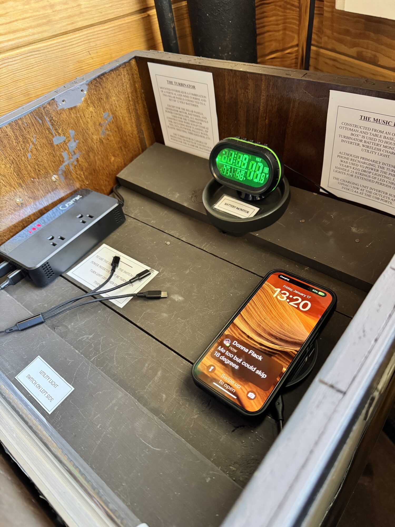 Homemade solar and wind powered cell phone charging is on the menu at ...